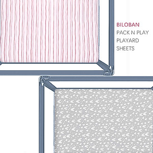 Pack n Play Fitted Sheet, Soft Jersey Cotton Portable Playard Sheets, 2 Pack Mini Crib Sheets, Unisex, Preshrunk,Grey and Pink