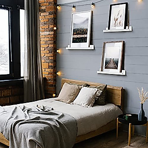 Americanflat 14 Inch Floating Shelves in White Composite Wood - Wall Mounted Storage Shelves for Bedroom, Living Room, Bathroom, Kitchen, Office and More, 14 Inches , 3 Count (Pack of 1)