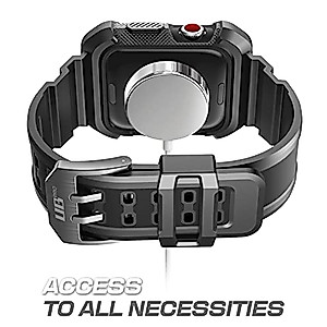 SUPCASE [Unicorn Beetle Pro] Case for Apple Watch 3 [42mm], Rugged Protective Case with Strap Bands for Apple Watch Series 3/2/1 (Black)