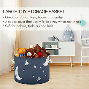 ALAZA Moon Stars and Clouds on The Midnight Sky Storage Basket Gift Baskets Large Collapsible Laundry Hamper with Handle, 20x20x14 in, B06D20005