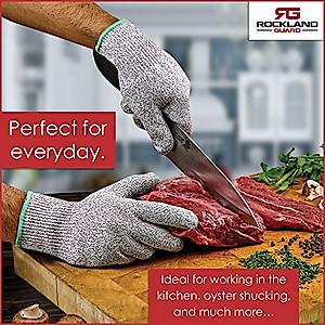Rockland Guard Oyster Shucking Set- High Performance Level 5 Protection Food Grade Cut Resistant Gloves with 3.5’’ Stainless steel Oyster Knife, perfect set for shucking oysters