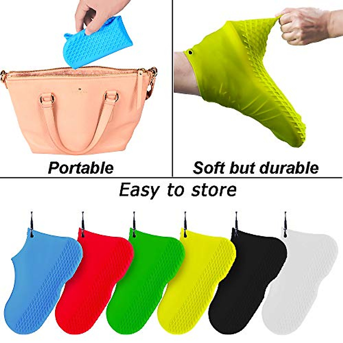 LEGELITE Reusable Silicone Waterproof Shoe Covers, No-Slip Silicone Rubber, Reusable Overshoes Protectors for Kids, Men and Women