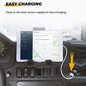 KEMIMOTO Electric Device GPS Mount Storage Box Compatible with 2019-2023 Polaris RZR XP Turbo RZR XP 1000 Accessories RZR Tablet Mount RZR Phone Mount Extra Space Adjustable Navigation Tablet Holder