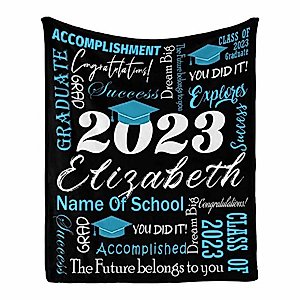 InterestPrint Personalized Graduation Blanket, Custom Graduation Gift for Him Her, College Graduate, High School Class of 2023 for Graduating