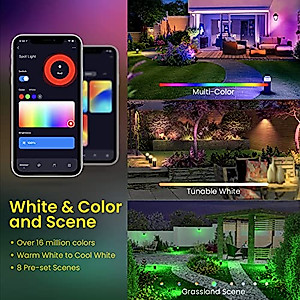 YARBO 12W Smart Low Voltage Landscape Lights(Base Kit)with 120W Transformer, APP Control Landscape Lighting,Color Changing RGBW Spot Lights Outdoor (ETL Listed), Work with Alexa (Required SML Gateway)