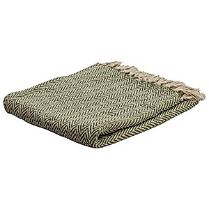 SouvNear Throws - 65 x 52 Inch Hand-Woven 100% Cotton Throw Blanket Lime Green & White Reversible with Tassels Throws for Couch Sofa Chair - Home Decor Furnishings