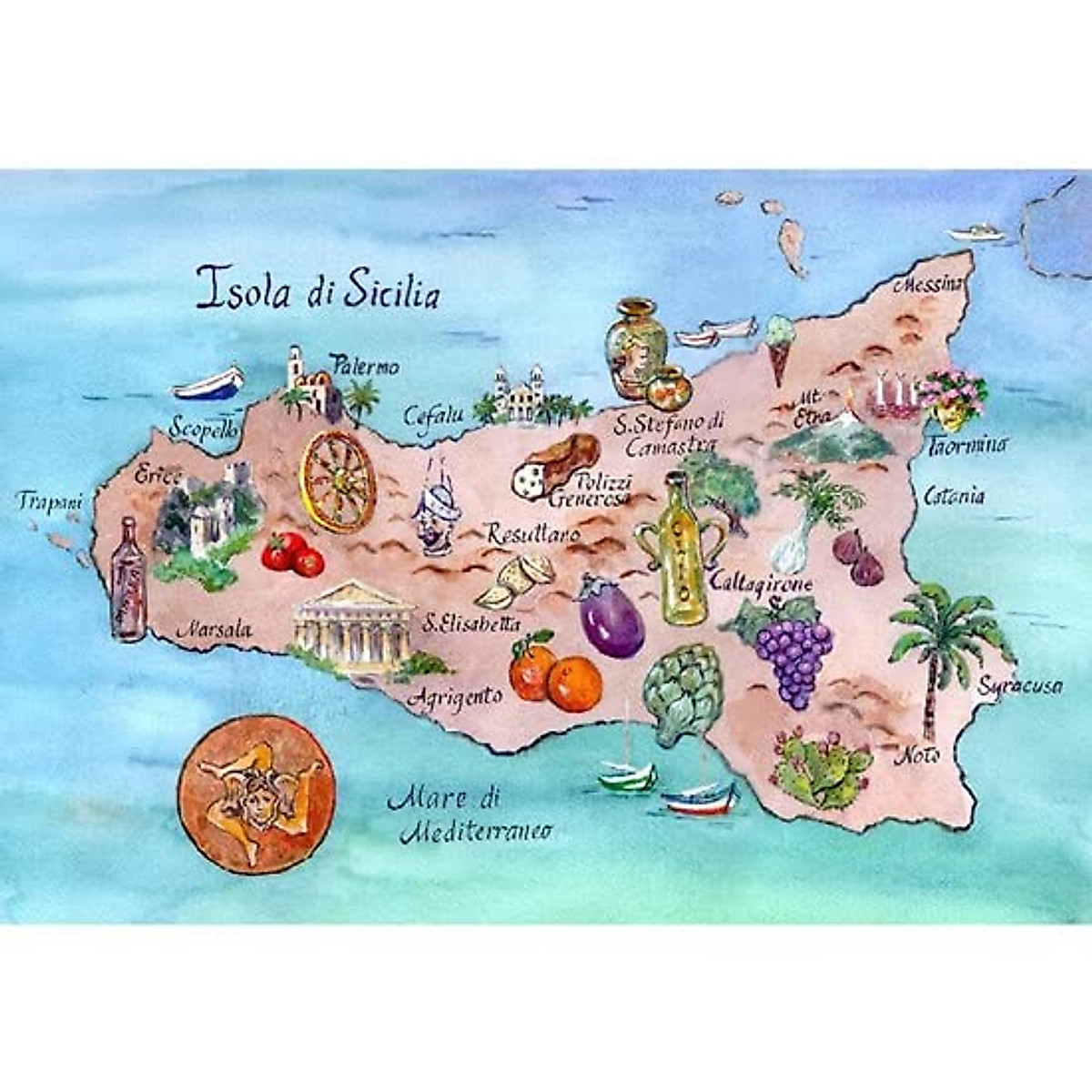 CafePress Sicilian Map Mug Ceramic Coffee Mug, Tea Cup 11 oz