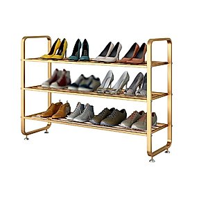 HEXEH Shoe Rack 3-Tier Shoe Rack, Metal Shoe Storage Organizer Shelf, Large Capacity, Space Saving, Ideal for Entrance Living Room Bedroom Dorm Shoe Storage Rack Shoe Storage Cabinet