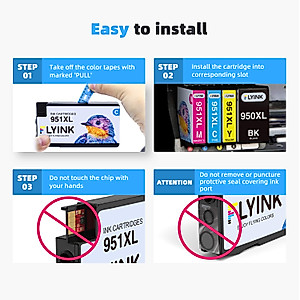 FLYINK 950xl 951xl Ink Cartridges Color Combo 5Pack for HP OfficeJet Pro 8600 8610 8620 8625 Printer