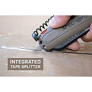 Spec Ops Tools Safety Knife Box Cutter, Includes Holster & Lanyard, 3% Donated to Veterans, black/tan