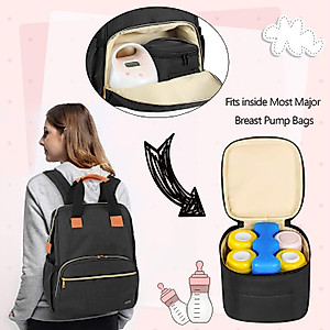 Teamoy Breastmilk Cooler Bag with Ice Pack, Baby Bottles Bag for up to 4 Large 5 Ounce Bottles Without Nipple, Perfect for Working Mom Mother, Black