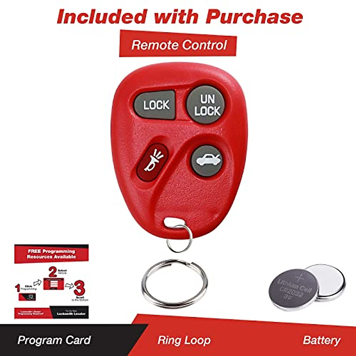 KeylessOption Keyless Entry Remote Key Fob Replacement for 10443537 -Red