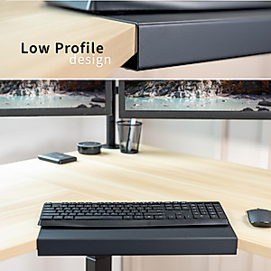 VIVO 17 inch Corner Desk Connector Platform for Mounting Under-Desk Keyboard Trays on L-Shaped Workstations, Black, DESK-AC07S