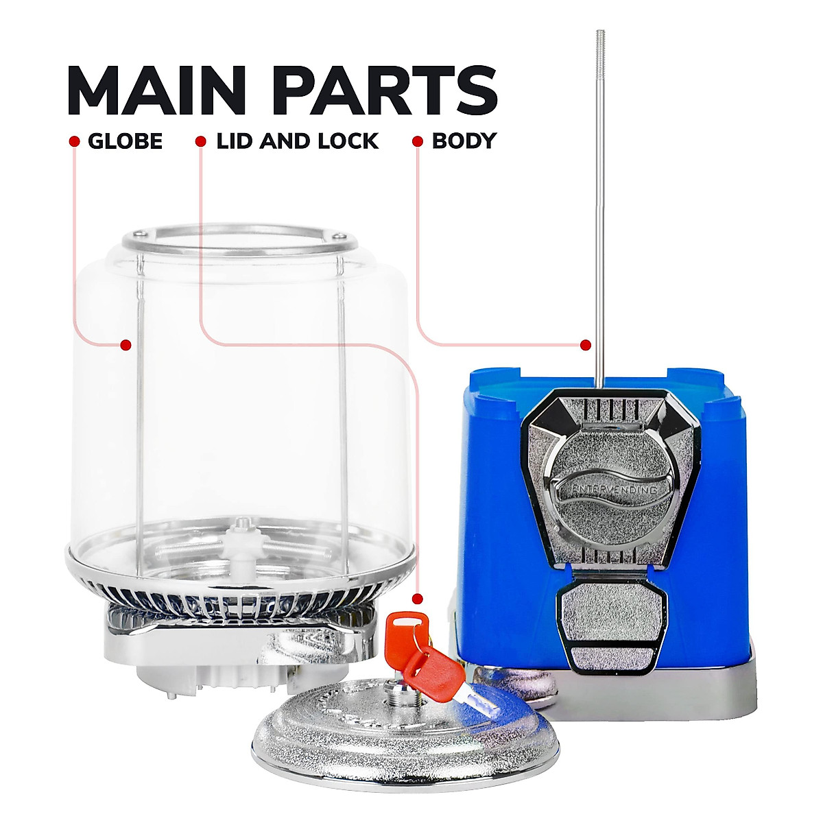 Gumball Machine for Kids - 2 Vending Machines with Stand & Connecting Board Bundle - Bubble Gum Blue Vending Machine and Black Metal Stand Bundle - Coin Gumball Machine