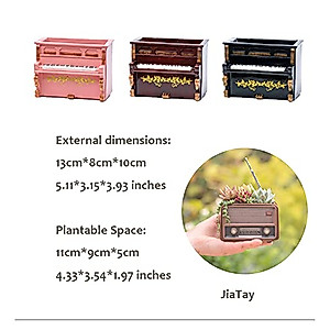 JIATAY Wooden Pots, Mini Flowerpot, Retro Resin Succulent Planter Bonsai Pot Desk Holder Mini Ornament (Piano Brown)