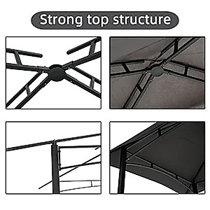 YTYZC 8x5Ft Outdoor Grill Gazebo Light Shelter Tent Double Tier Soft Top Canopy Steel Frame with Led Hook Counters