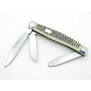 Artist Unknown Vintage Old Stock 1980s Made In China Snake Skin Stockman Folding Pocket Whittler Knife