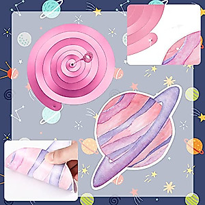 30 Pcs Solar System Whirls Outer Space Hanging Swirl Space Themed Party Supplies Planet Rocket Astronaut Sign Foil Swirls Ceiling Decoration for Boy Girl Kids Baby Shower Outer Space Party Decorations