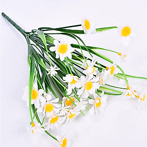 Artificial Flowers 6 Pack White Daisy Fake Flowers UV Resistant Greenery Shrubs Plants Indoor Outside Hanging Planter Home Office Garden Yard Window Box Wedding Decor