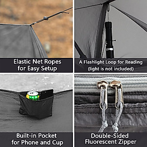 Sunyear Hammock Camping with Net/Netting, Portable Camping Hammock Double Tree Hammock Outdoor Indoor Backpacking Travel & Survival, 2 Tree Straps (16+1 Loops Each, 20Ft Total)