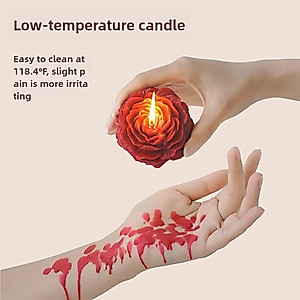 118.4°F 4 Pcs Low Temperature Candles Wine Red Red Pink White Rose Flower Shaped Scented Candles Adult Low Heat Body Safe Candles Wax Play for Couples Date Night