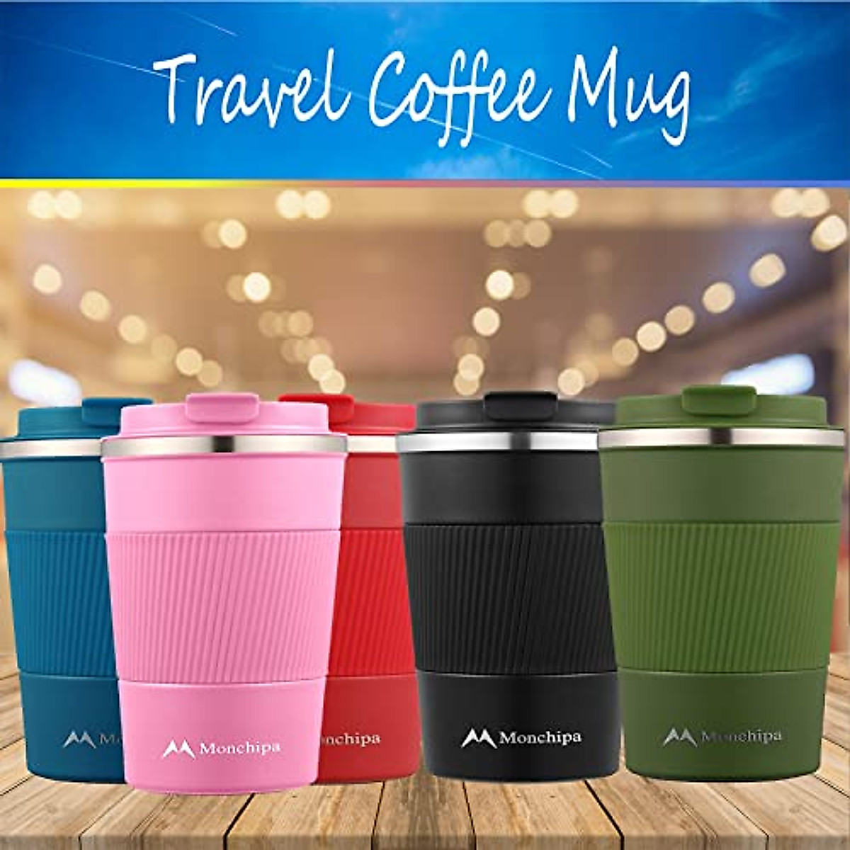 Travel Coffee Mug-12oz, Stainless Steel Coffee Cups, Double Wall thermos with Screw Lid - Spill Proof, Reusable Insulated Cup for Cold and Hot Beverages (Pink-12oz)