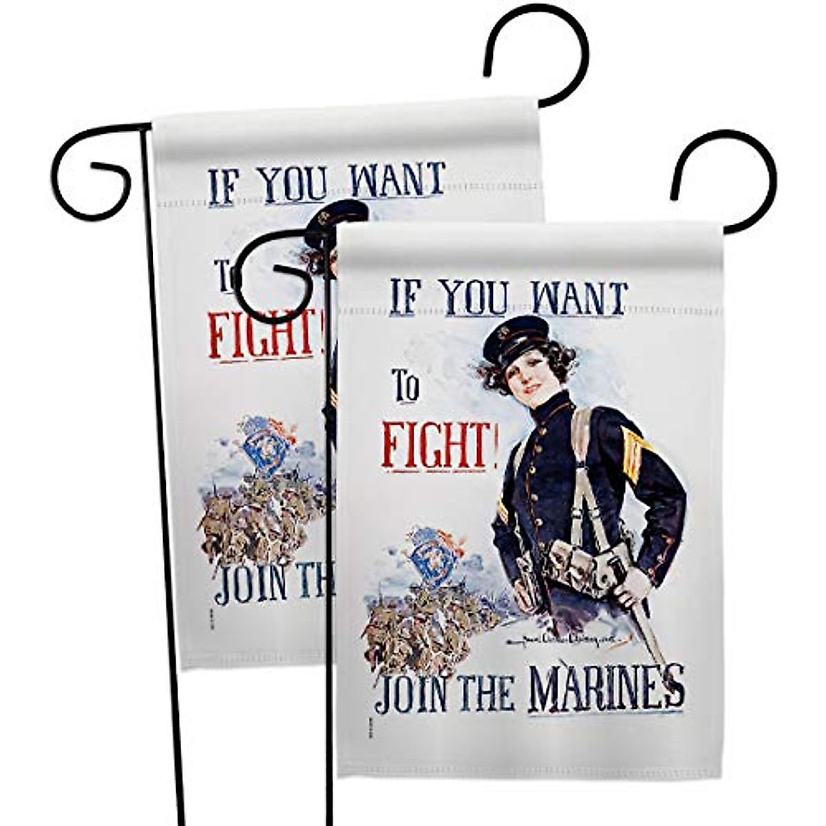 USBrotherhood Join Garden Flag 2pcs Pack Armed Forces Marine Corps USMC Semper Fi United State American Military Veteran Retire House Banner Small Yard Gift Double-Sided, Made in USA