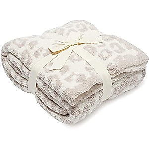Moonase Soft Fuzzy Throw Blanket, Leopard Throw Blankets, Cozy Plush Fleece Comfy Microfiber Blanket for Couch Sofa Bed Machine Washable (Cream, 50 Inch X 60 Inch)