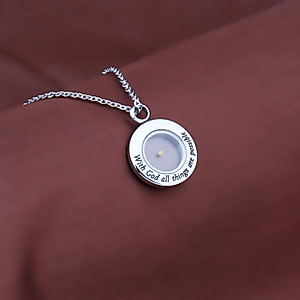 KUIYAI With God All Things Are Possible Necklace Mustard Seed Pendant Necklace Faith Jewelry (NE-With God NS)