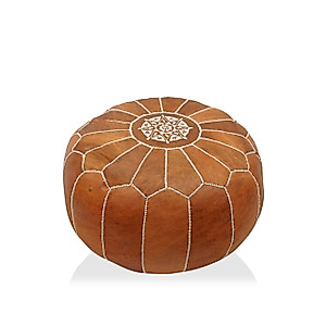 nuLOOM Handmade Moroccan Leather Filled Ottoman Pouf