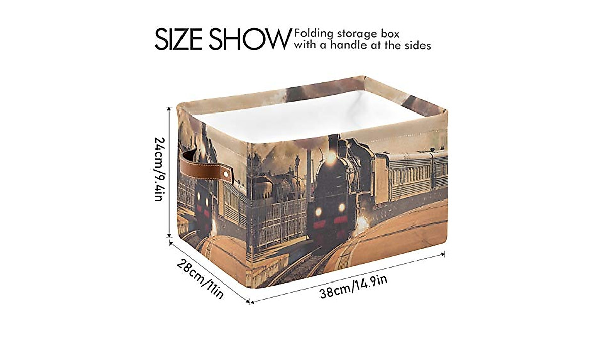 Retro Train Storage Bin - Collapsible & Multi-Purpose