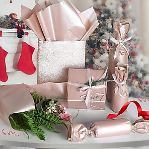UNIQOOO 100 Sheets 20X14 Premium Metallic Rose Gold Champagne Gold Tissue Gift Wrap Paper Bulk Recyclable Gift Wrapping Accessory - Perfect for Small Gift Bags, Wedding, Party, DIY Craft