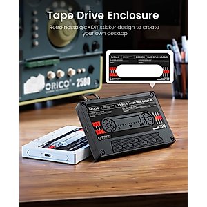 ORICO 2.5'' Hard Drive Enclosure SATA to USB3.0 DIY Sticker External HDD Enclosure for 7/9.5mm HDD SSD, Portable Hard Drive Case with UASP Max 6TB Compatible with Xbox, PS4, Samsung, WD, Seagate