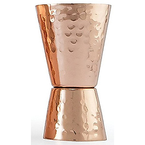 Copper jigger lacquered for the shine and to prevent tarnish. - Double 1oz/2oz copper measuring jigger for cocktail mixing. - Solid hammered copper 22G copper. - Copper shot glass for Moscow mule.
