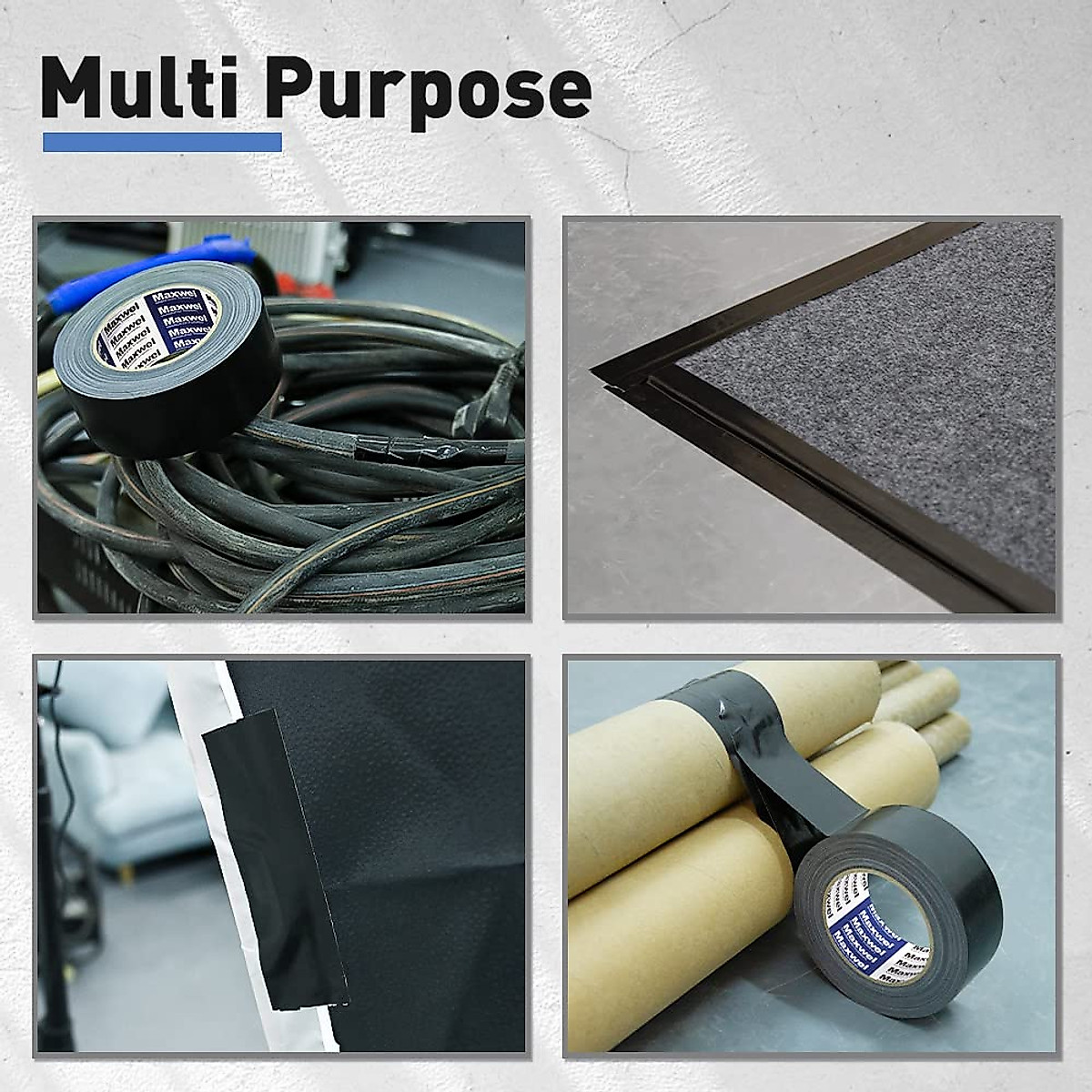 Black Duct Tape Heavy Duty - 1.88 in 50 YDS Waterproof No Residue Tearable Large Max Strength Adhesive Duct Tape for Outdoor Use,Multi Purpose Home Repair,Industrial Professional Fix 1 Roll