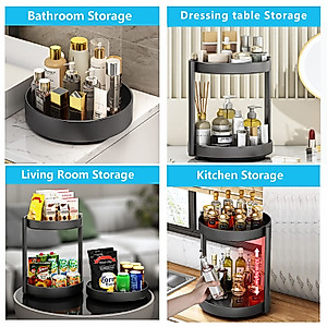 Kibuhain Lazy Susans Organizer Round Turntable Spice Rack, 10Inch Dia Non-Skid Cabinet Organizer, 360° Rotating Spice Jars Organizer & Holder for Kitchen, Bathroom, Living Room