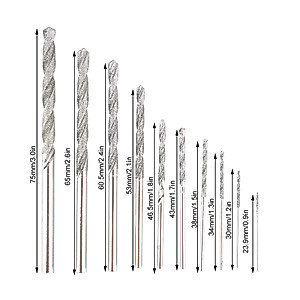 Drill Bits, Bits for Cutting Glass 10PCS Tipped Drill Bit, Drill Bits for Stone, Drill Bits for Glass Tile Stone, 0.8-4.0mm