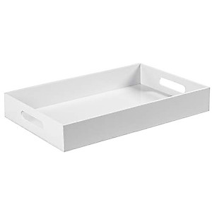 Sooyee Serving Tray with Handles,16" x 12" Decorative Tray,Coffee Table Tray,Acrylic Tray for Breakfast, Tea, Food, Butler,Table Ottoman Vanity Countertop,White