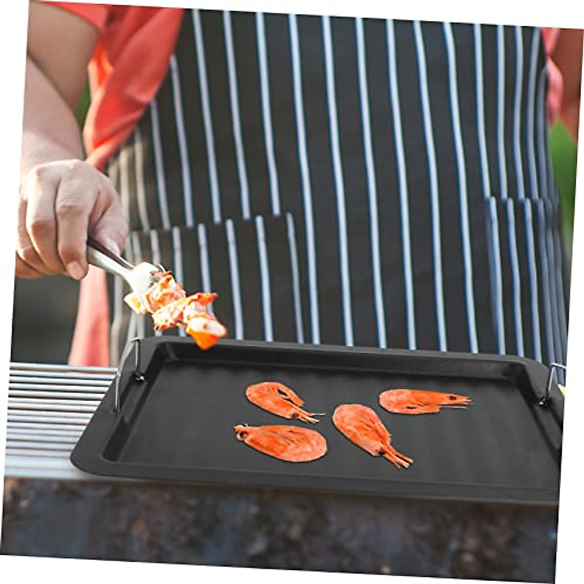SHOWERORO 1pc Bakeware Grill Toppers Griddle Plate Barbecue Baking Pan Indoor Griddle Nonstick Bakeware Stainless Steel Griddle Baking Tool Barbecue Accessory Camping Barbecue Pan Tray Iron