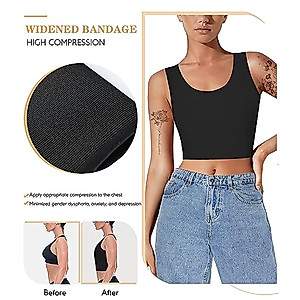 AGILONG Chest Binder for FTM Women Transgender Tomboy Binder Trans Pullover Elastic Breast Binder Bras Tank Tops(Medium,Black)