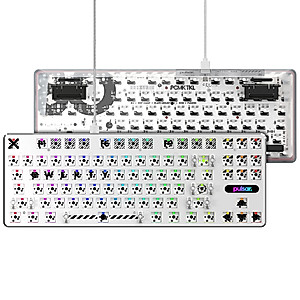 Pulsar Gaming Gears - PCMK Gaming Mechanical Keyboard TKL ANSI Aluminum Build 5 Pin Hot Swappable Swap RGB LED 80% 87 Keys (Barebone, White)
