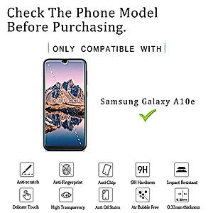 KATIN [2-Pack] For Samsung Galaxy A10e/A10E Tempered Glass Screen Protector No-Bubble, 9H Hardness, Easy to Install