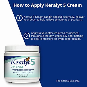Keralyt 5 Psoriasis Cream - Full Body 5% Salicylic Acid Exfoliating Skin Lotion - Promotes Relief from Itchy, Redness, Dryness, Roughness, and Flakey Skin