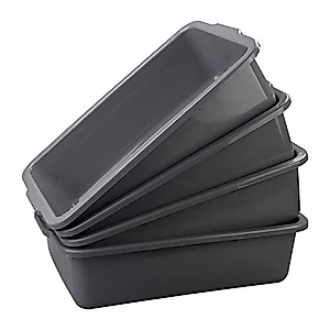 Gloreen 4 Packs Large Bus Tub Tote Box, 35 L, Gray Dish Pan Basin