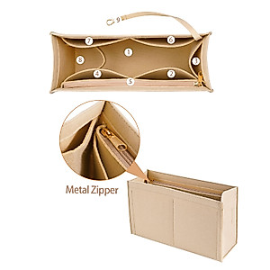 LOUKAYCCI Purse Insert Organizer for Mini dior book tote Bag Insert，Premium Purse Felt Insert Multiple Pockets (Small, Khaki)
