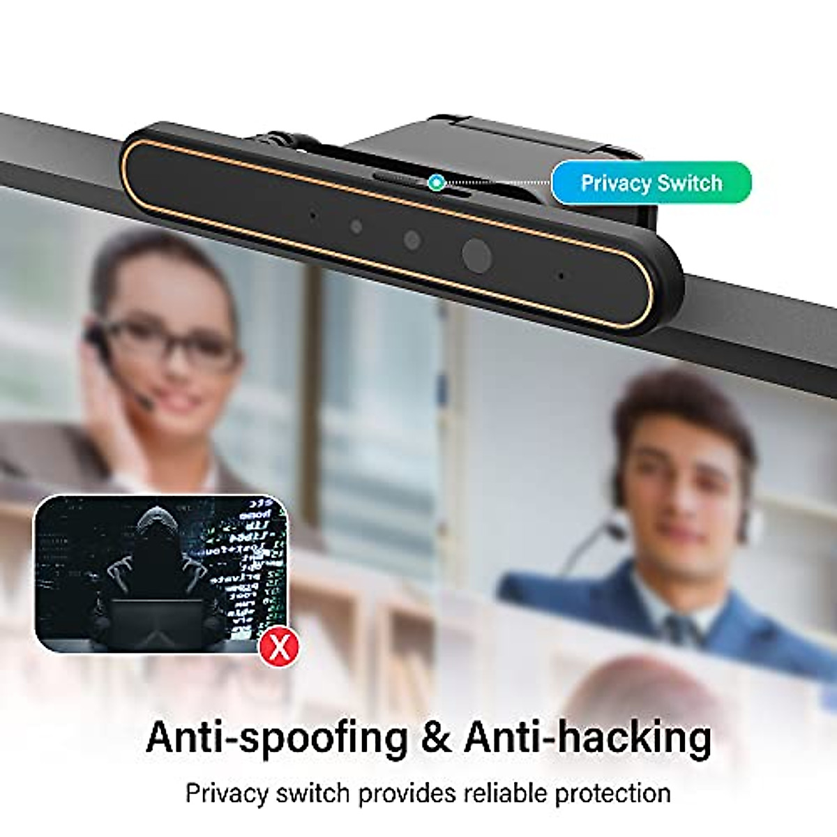 IPTNIC Webcam, Windows Hello Face Recognition Webcam for Instant Login with Windows 10,USB IR Camera with Privacy Cover,Dual Microphones,1080P Business Camera for Video Calling,Online Conference