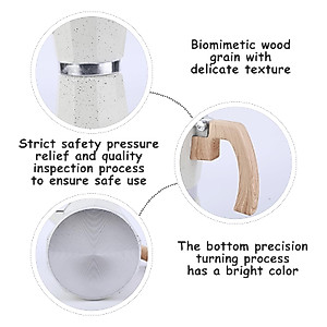 SHANGSKY Espresso Maker Italian Coffee Maker 10oz, Stovetop Coffee Maker Cafetera Italiana Aluminum Mocha Pot with Wooden Handle, Stove Top Espresso Machine (White)