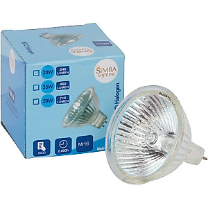 Simba Lighting Halogen MR16 20W 12V Light Bulbs (10 Pack) for Landscape, Track Lights, Fiber Optics, Desk Lamps, BAB C Spotlights with Glass Cover, GU5.3 Bi Pin Base, 2700K Warm White Dimmable