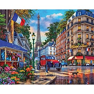 Majestic by Springbok 1000 Piece Jigsaw Puzzle Paris Street Life - Made in USA - Compact Box