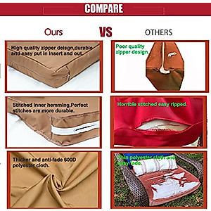 4Pack Outdoor Patio Cushions and Pillow Replacement Cover Fit for Wicker Rattan Furniture Set Sectional Sofa Loveseat Chairs,Durable Water-Resistant Fadeless,20Lx18Wx4H Inch,Coffee-Covers only